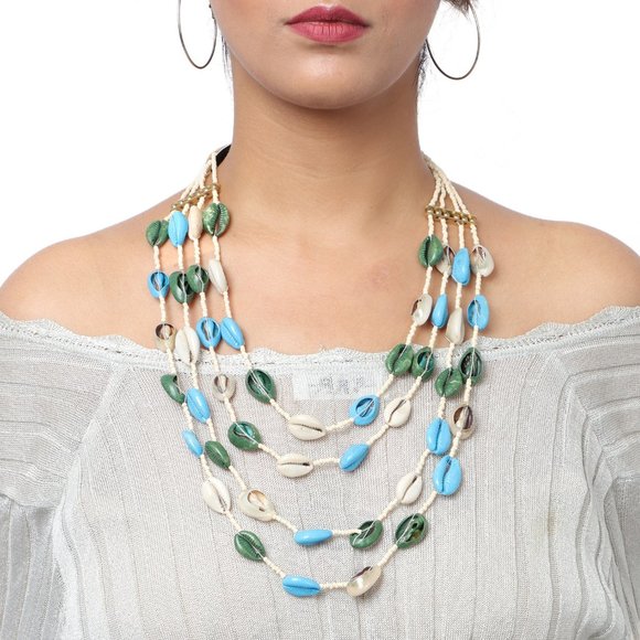 Jewelry | Oceanthemed Multi Color Glass Beads Shell String | Poshmark